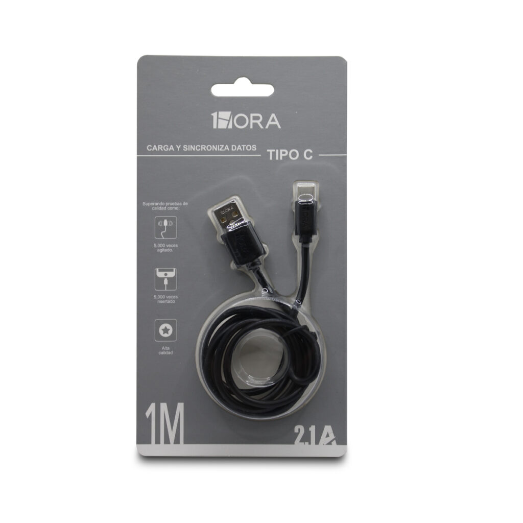 Cable USB-C de 1 metro 1Hora CAB184 - Playbox Electronics