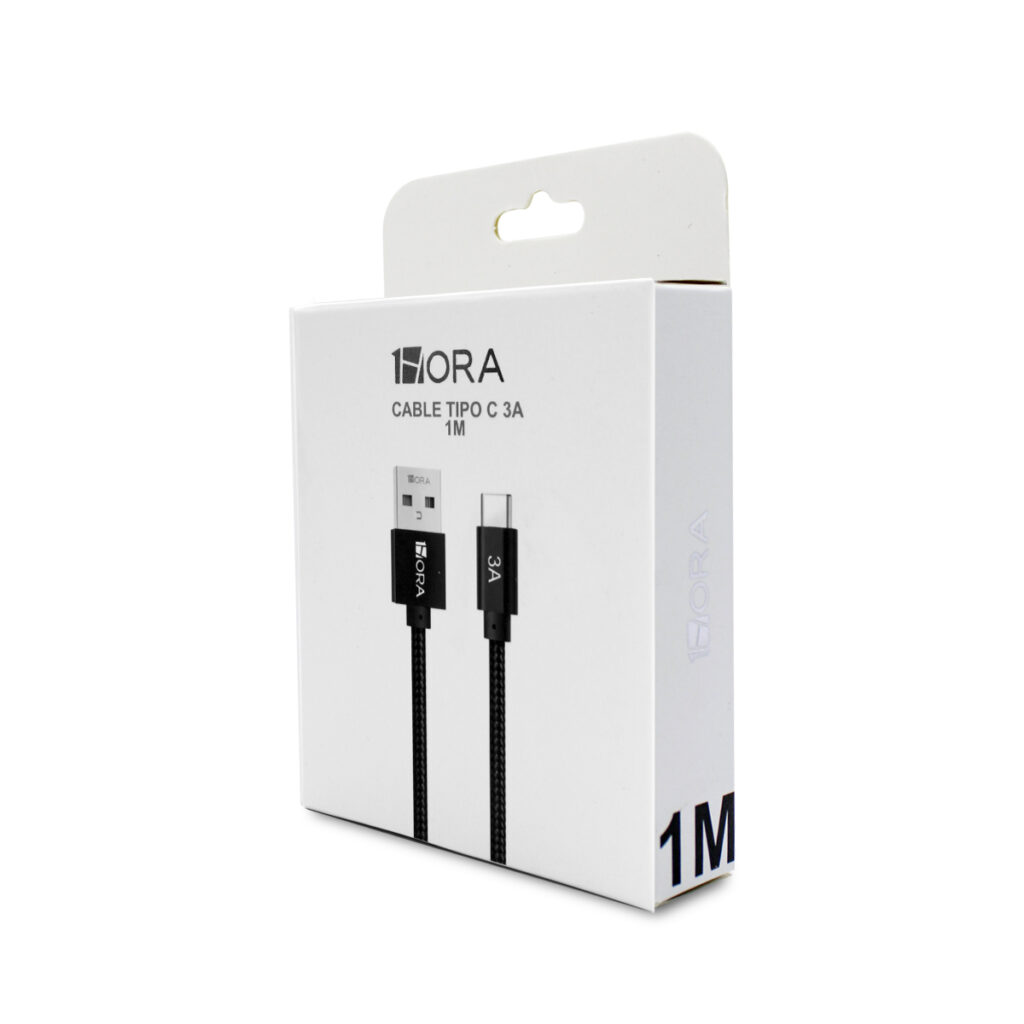 Cable Tipo USB-C 1 metro, 3 Amperios 1Hora CAB262 - Playbox Electronics