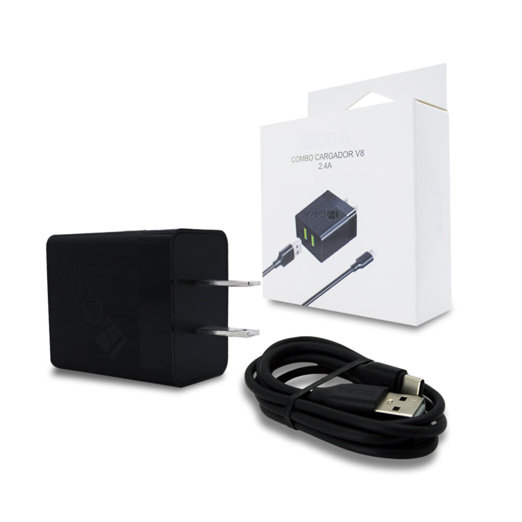 Combo Cargador y Cable V8 Carga de 2.45A con Dos Entradas USB 1Hora ...