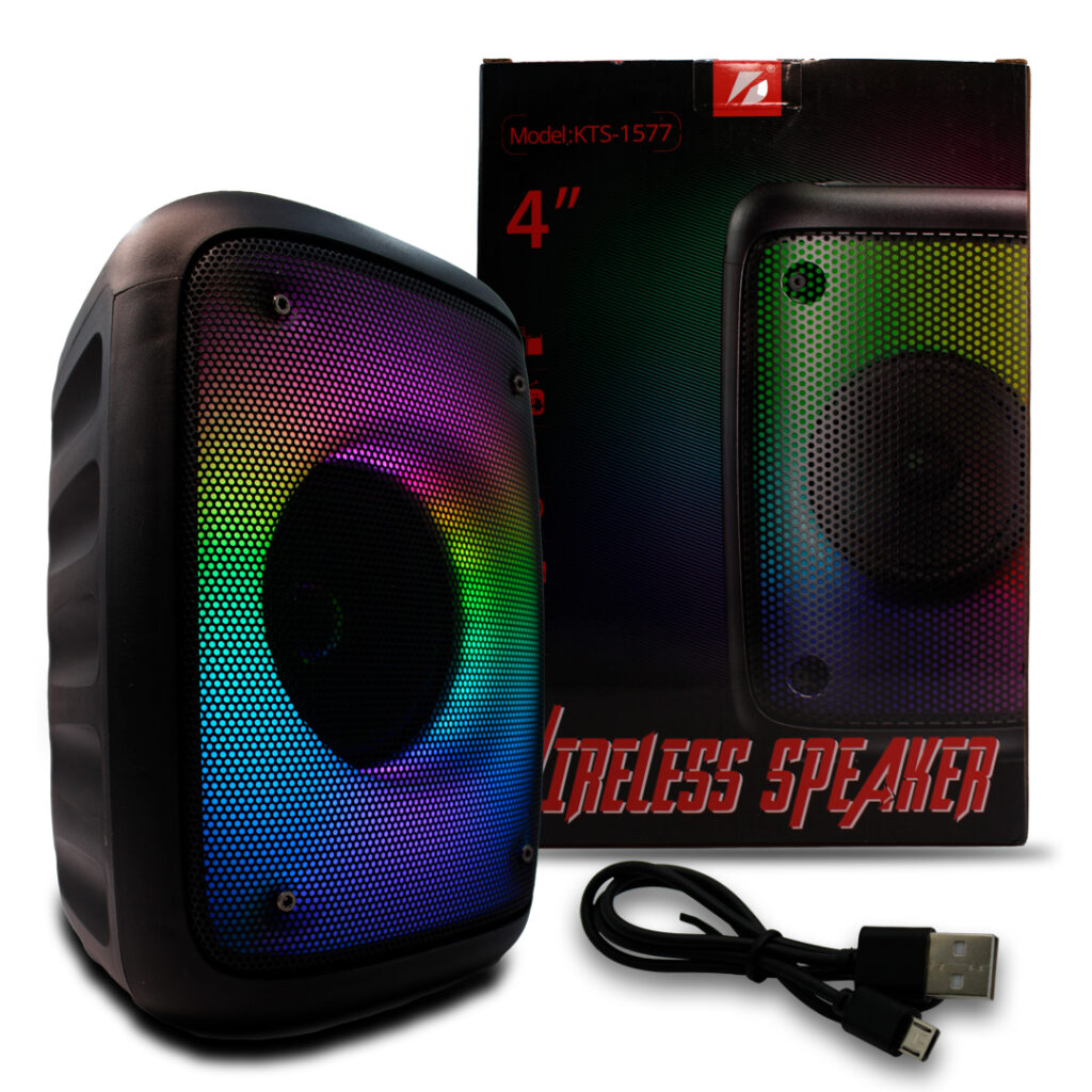 Bocina Bluetooth Portátil 4″ Luz RGB KTS1577 - Playbox Electronics