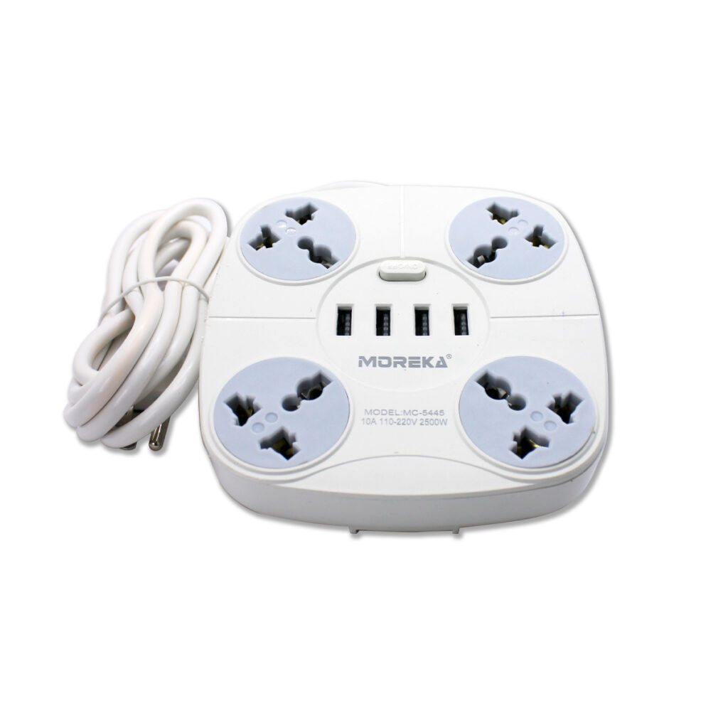 Multicontacto Cuadrado Moreka con 4 Tomas de Corriente y 4 Puertos USB ...