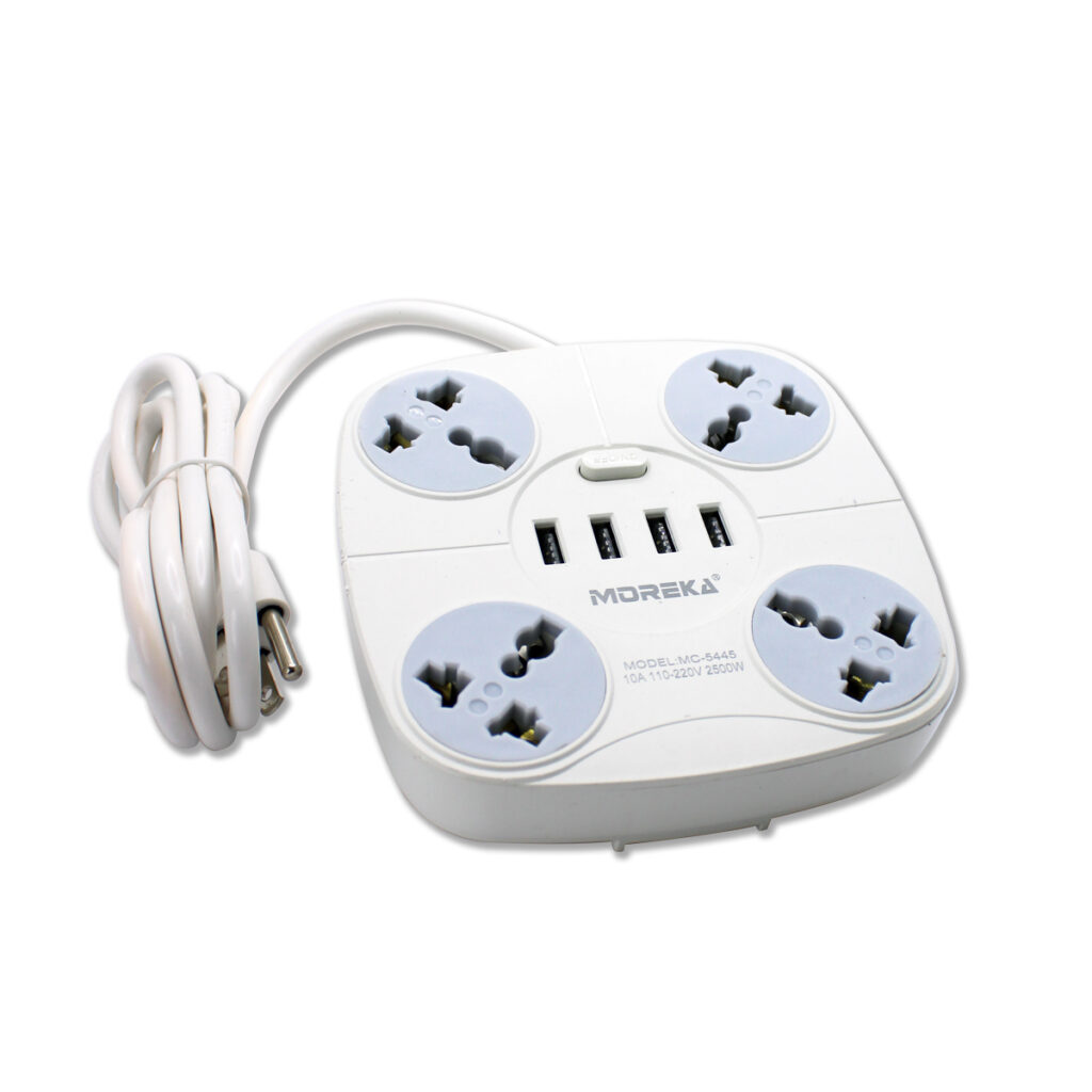 Multicontacto Cuadrado Moreka con 4 Tomas de Corriente y 4 Puertos USB ...