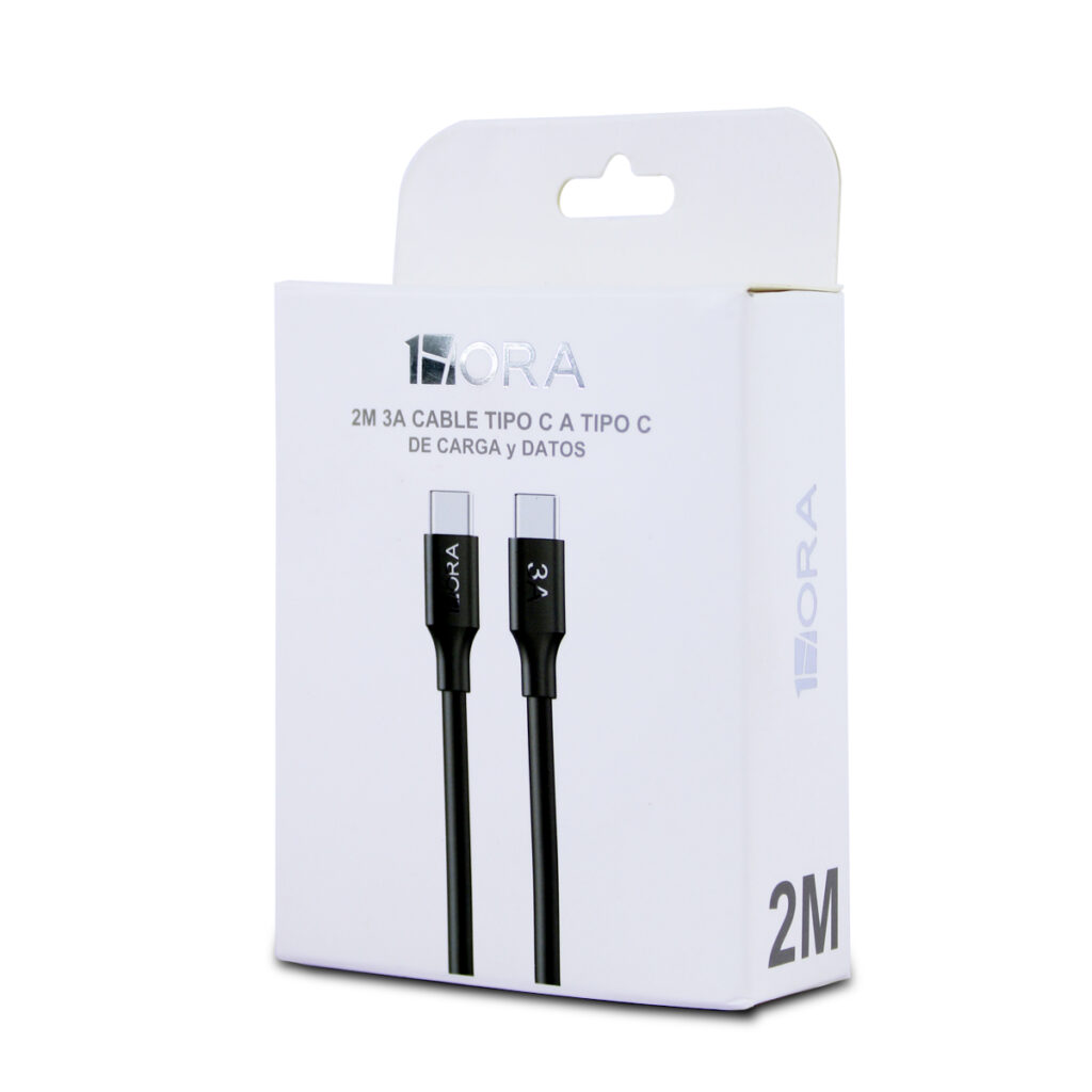 Cable Tipo C a Tipo C de 2 metros 1Hora CAB267 - Playbox Electronics