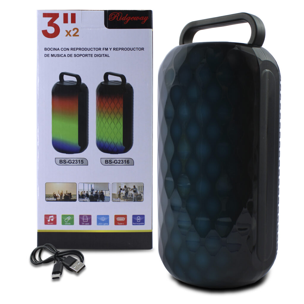 Bocina Bluetooth de 3x2 Pulgadas: Luz RGB, Doble Altavoz, Radio FM ...