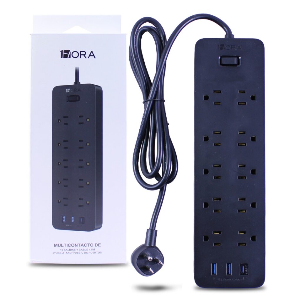 Extensión Multicontacto 1 Hora 10 Enchufes Universal Con 2 Conectores ...